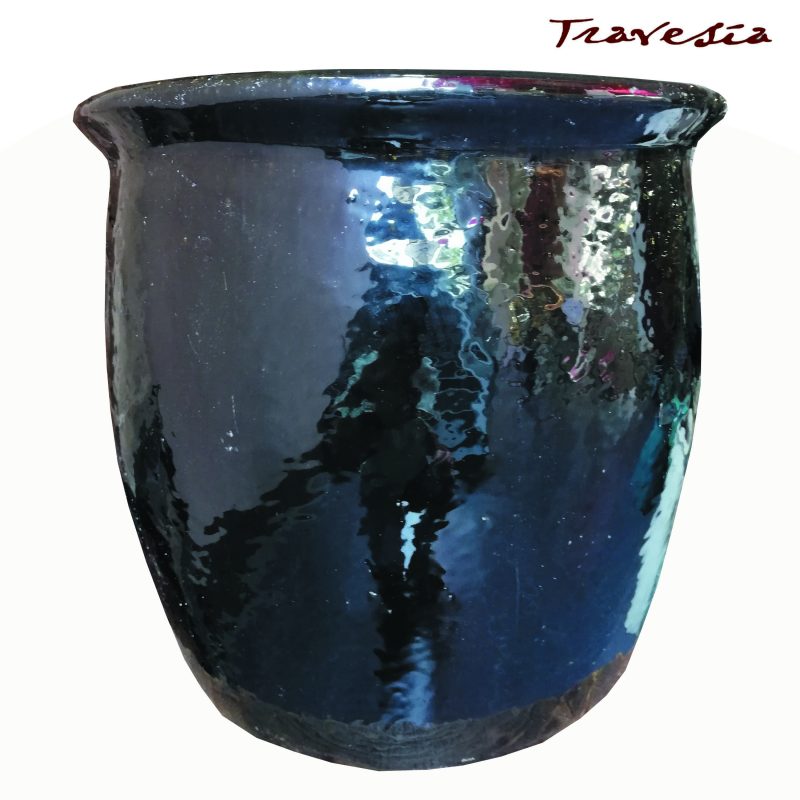 Macetero negro esmaltado – Travesia
